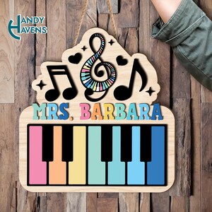 Music Teacher Door Sign 3D Laser Cut, Personalized Door Sign Music ...