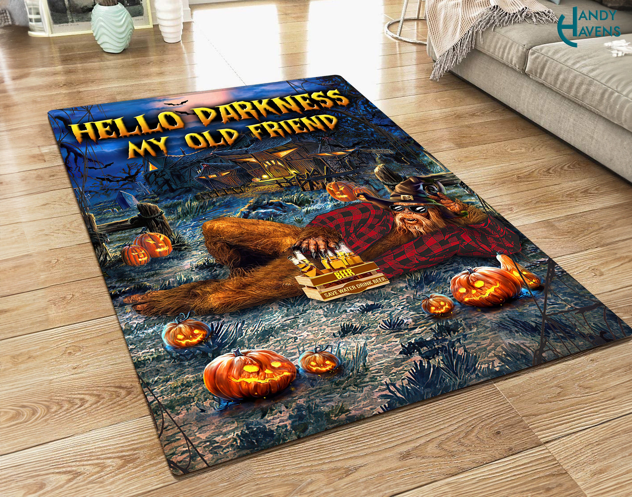 Halloween Bigfoot Rug, Bigfoot RUG, Halloween Sasquatch Rug, Yeti Rug ...