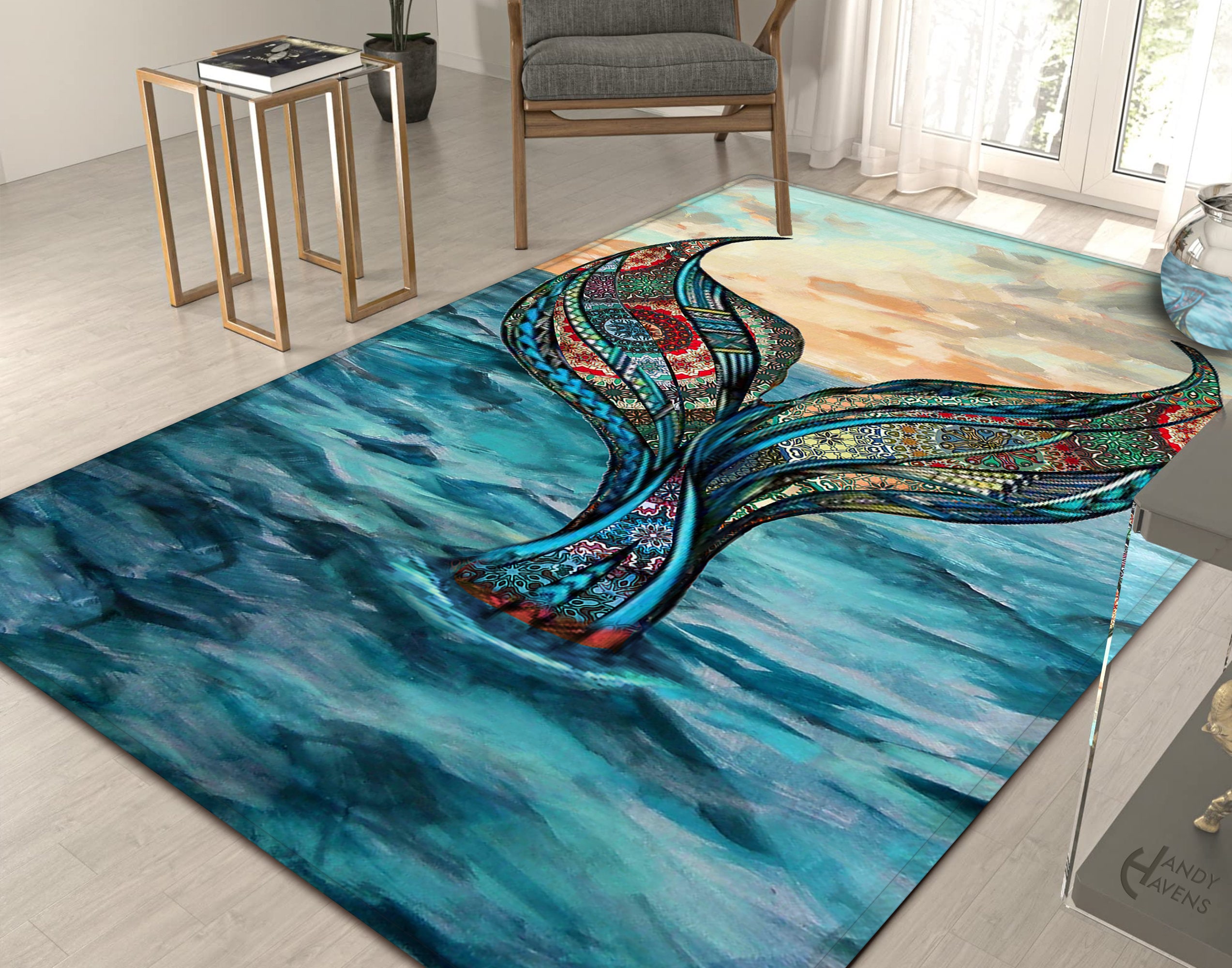 Mermaid Rug Mermaid Vintage Rug Mermaid Mandala Rug Home - Etsy