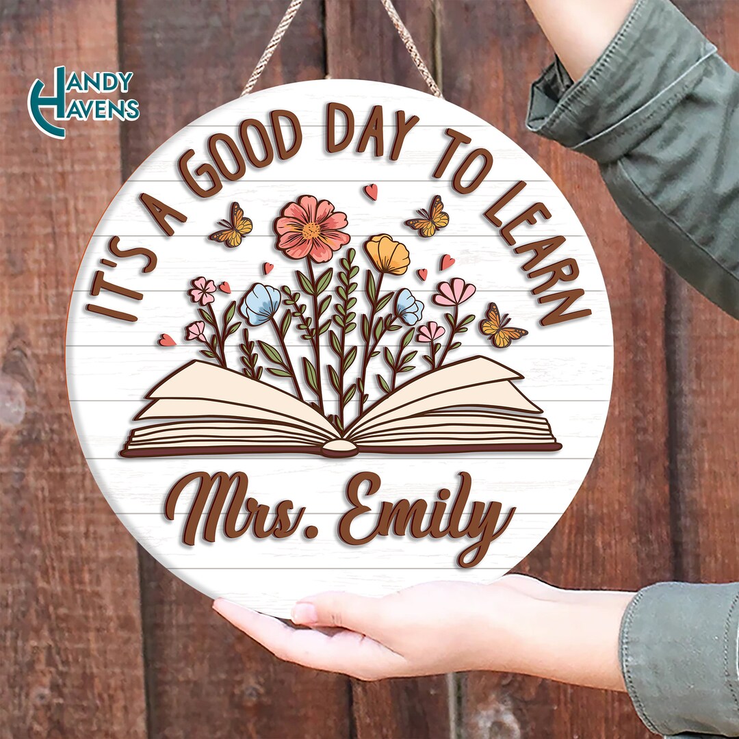 Personalized Reading Teacher 3D Door Sign, Read Sign for Classroom ...