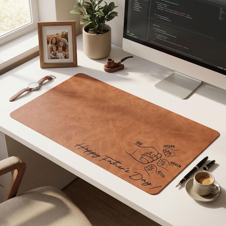 Dad Fist Bump Sketch Line Art Desk Mat, Fathers Day Gift With Kids ...