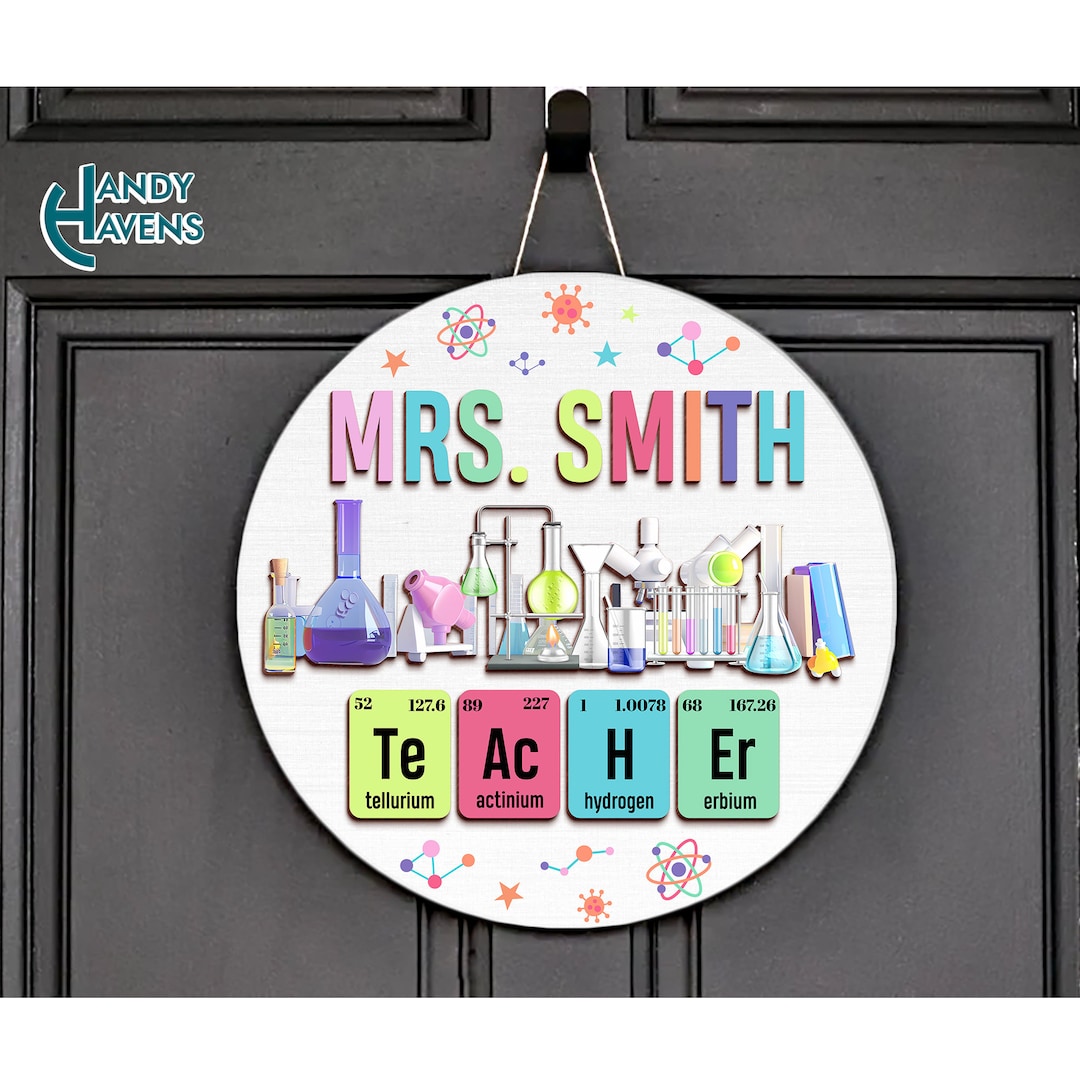 Custom Science Teacher 3D Hanging Door Sign, Personalized Teacher Name ...