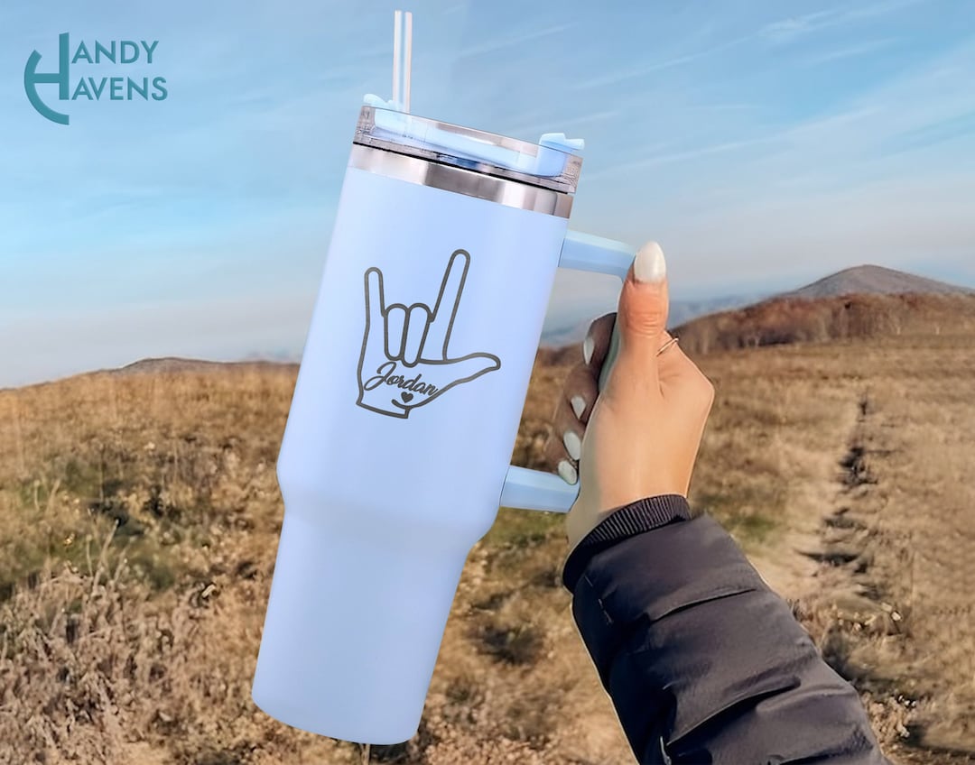 Personalized Sign Language Tumbler, Sign Language Gift, ASL I Love You ...