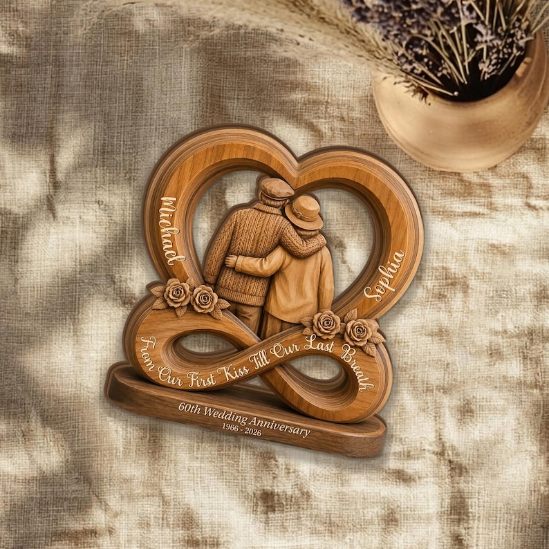 Personalized Couple Wooden Block, Wedding Anniversary Gift Wooden Block ...