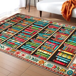 Personalized Book Rug, Book Lover Gift, Bookworn Gift, Gift for Book ...