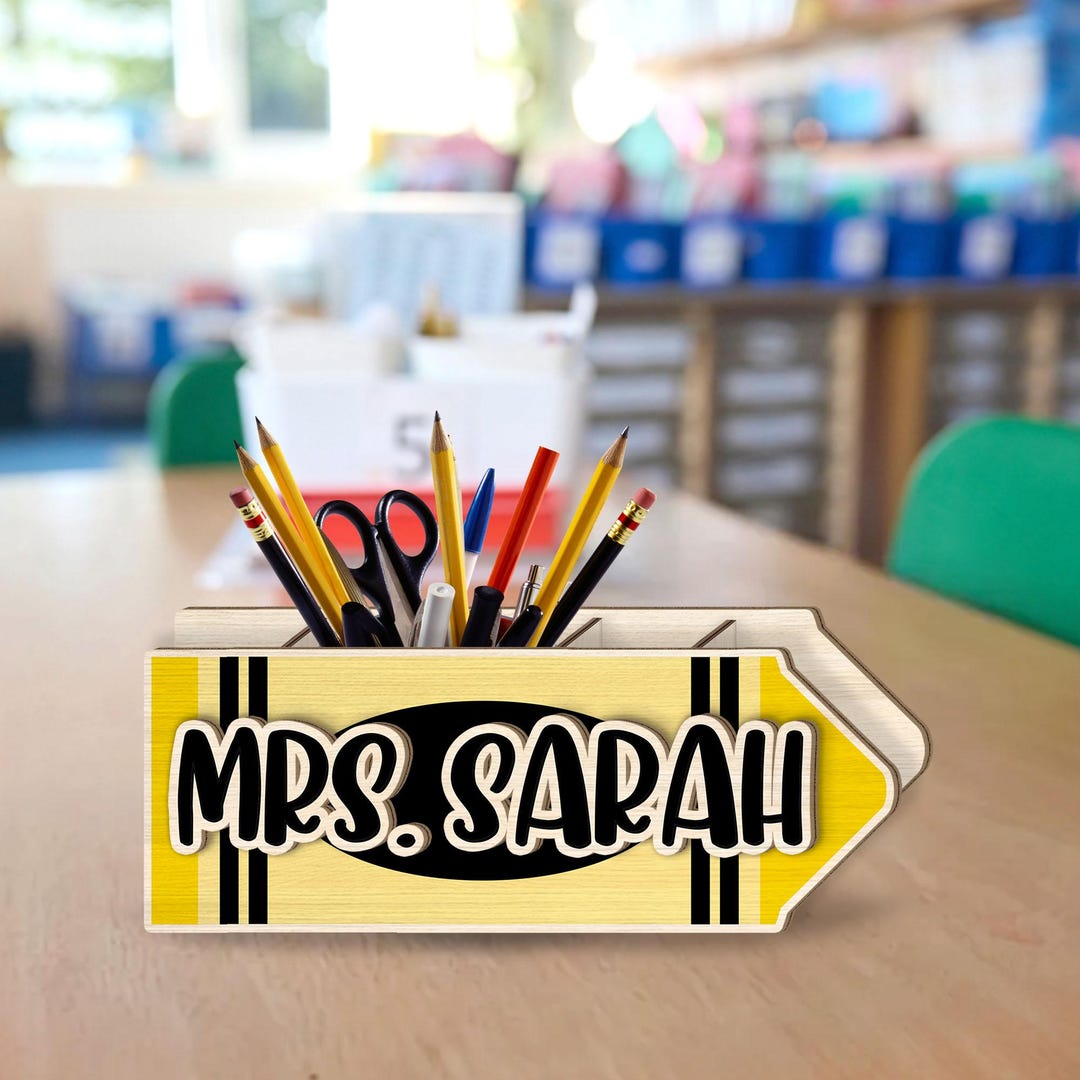 Teacher Desktop Pen Holder Crayon Caddy, Desktop Organizer ...