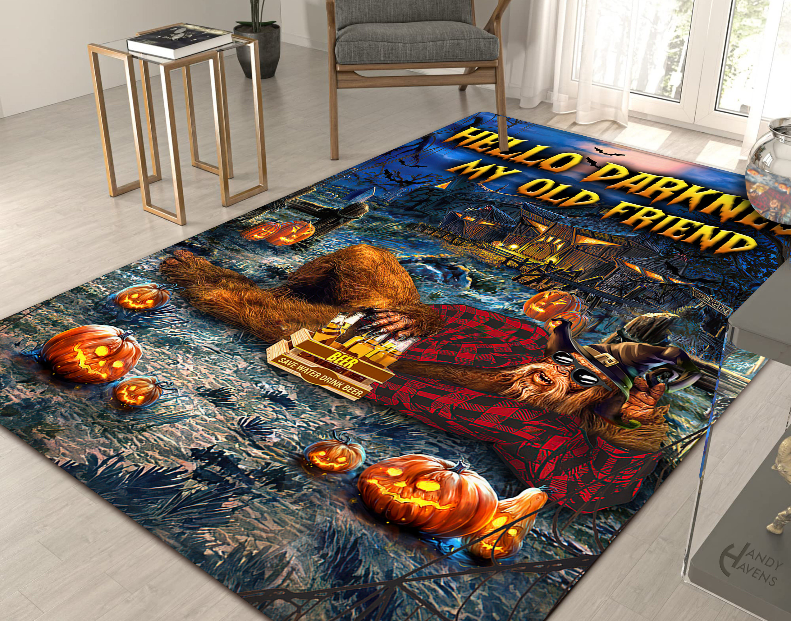 Halloween Bigfoot Rug, Bigfoot RUG, Halloween Sasquatch Rug, Yeti Rug ...
