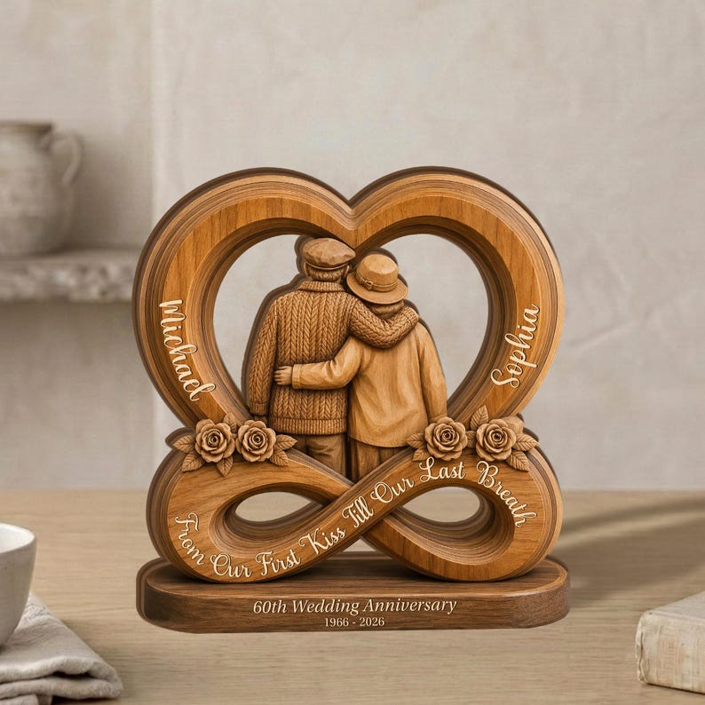 Personalized Couple Wooden Block, Wedding Anniversary Gift Wooden Block ...