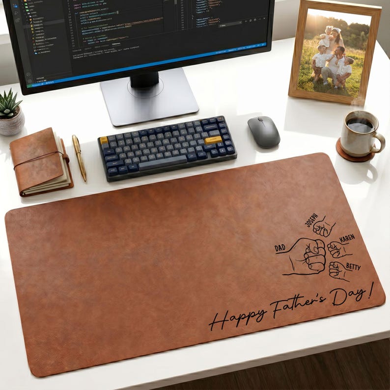 Dad Fist Bump Sketch Line Art Desk Mat, Fathers Day Gift With Kids ...