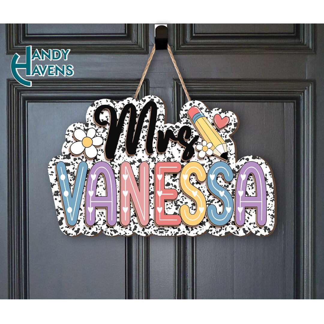 Personalized 3D Teacher Dot Dalmatian Signs, Teacher Door Hanger ...