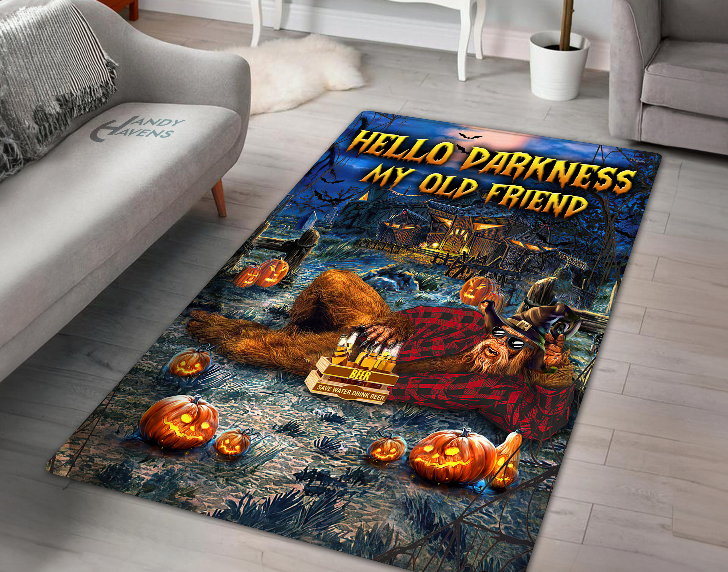 Halloween Bigfoot Rug, Bigfoot RUG, Halloween Sasquatch Rug, Yeti Rug ...