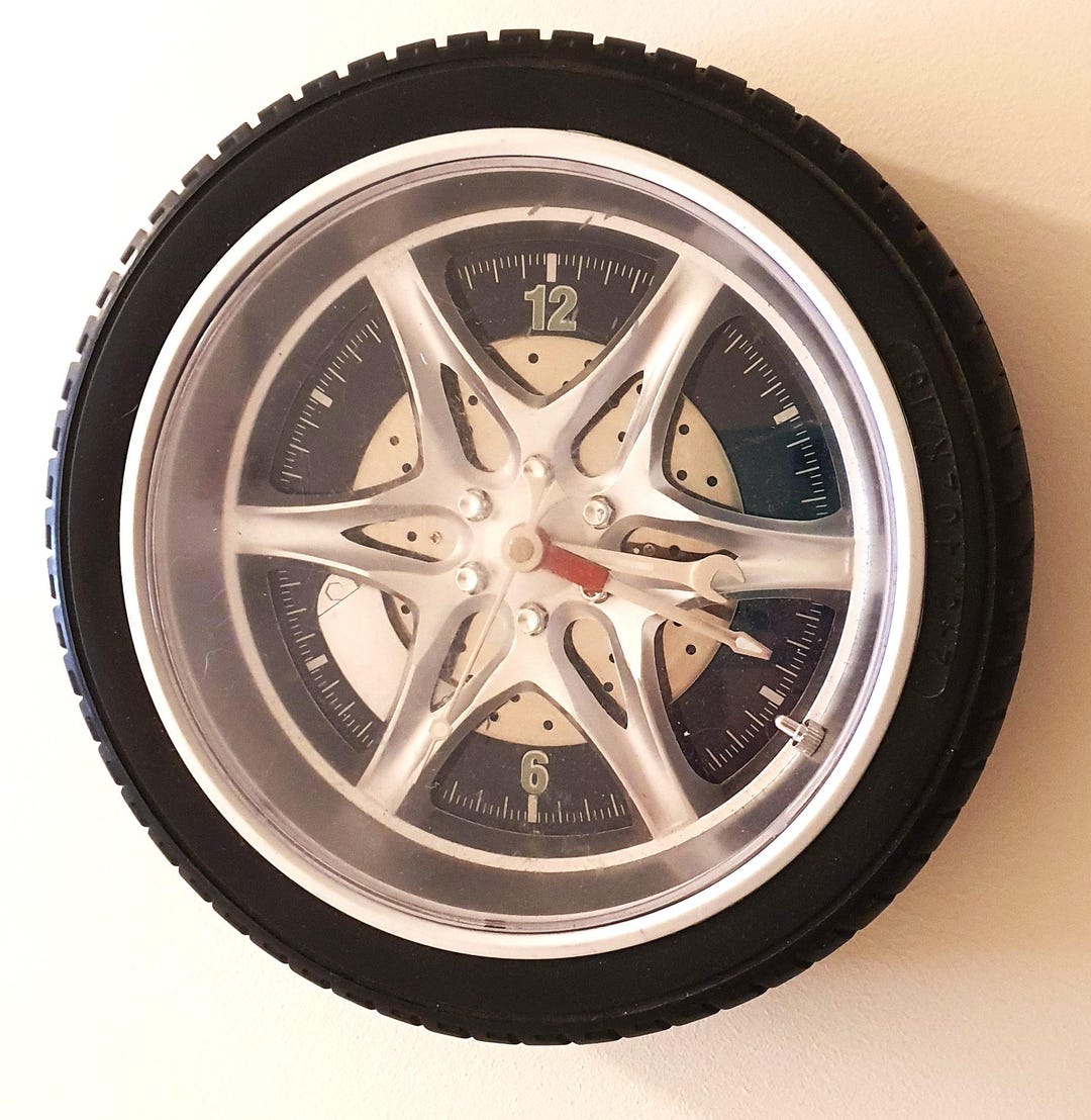 Tire Clock, Spanner & Screwdriver Hands Gift for Him, Automotive ...