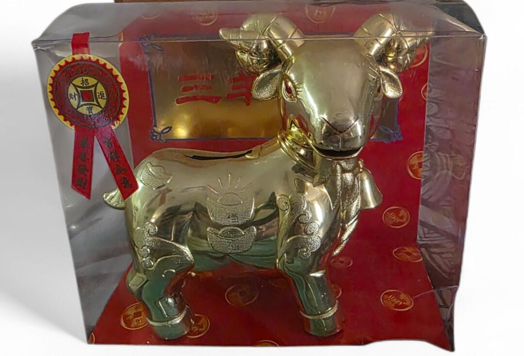 Golden Zodiac Money Box Capricorn Goat / Ram Feng Shui Coin Saver - Etsy