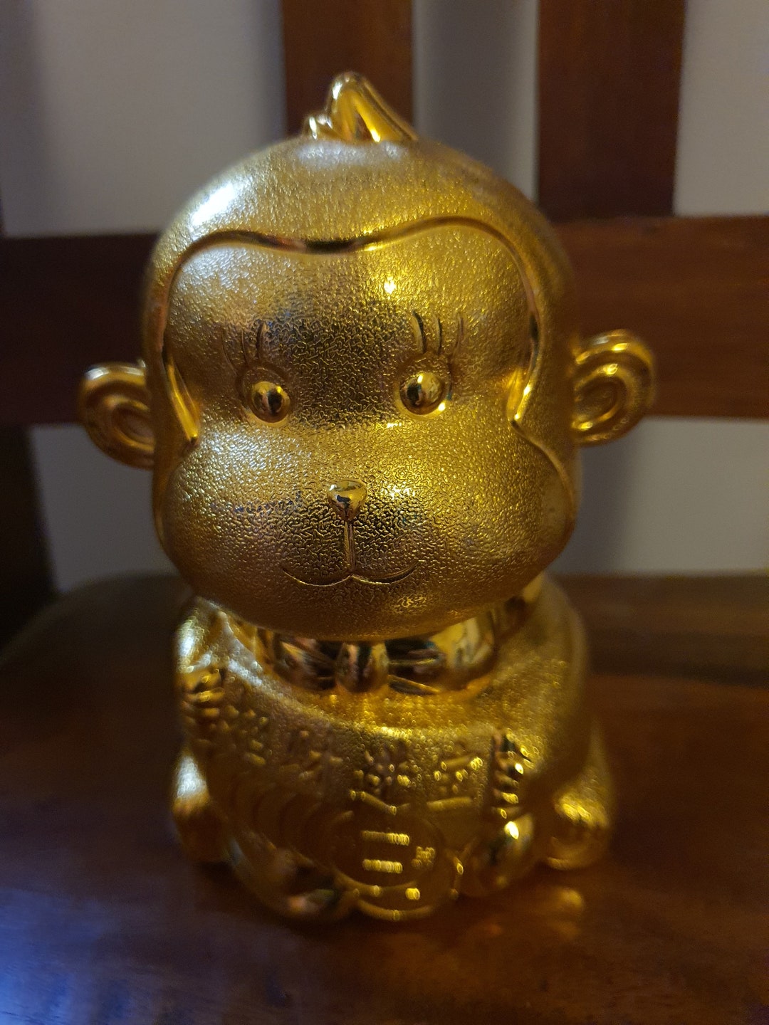 Golden Monkey Money Box ~wealth & Luck (small), Children's Coin Saver ...