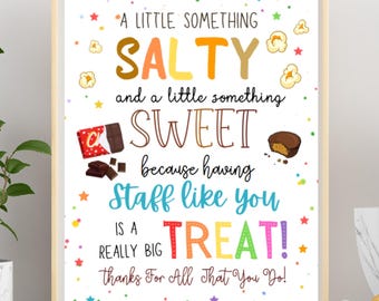 Appreciation Sign, Chocolate Popcorn Thank You Sign, Staff Employee ...
