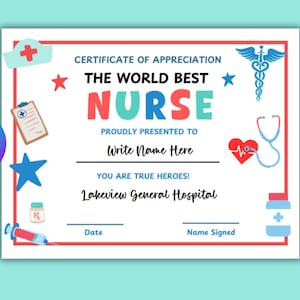Nurse Appreciation Certificate Template: Medical Staff Award (digital ...