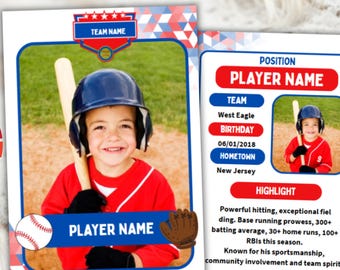 Baseball Kids Trading Cards Template, Customizable Player Card Canva ...
