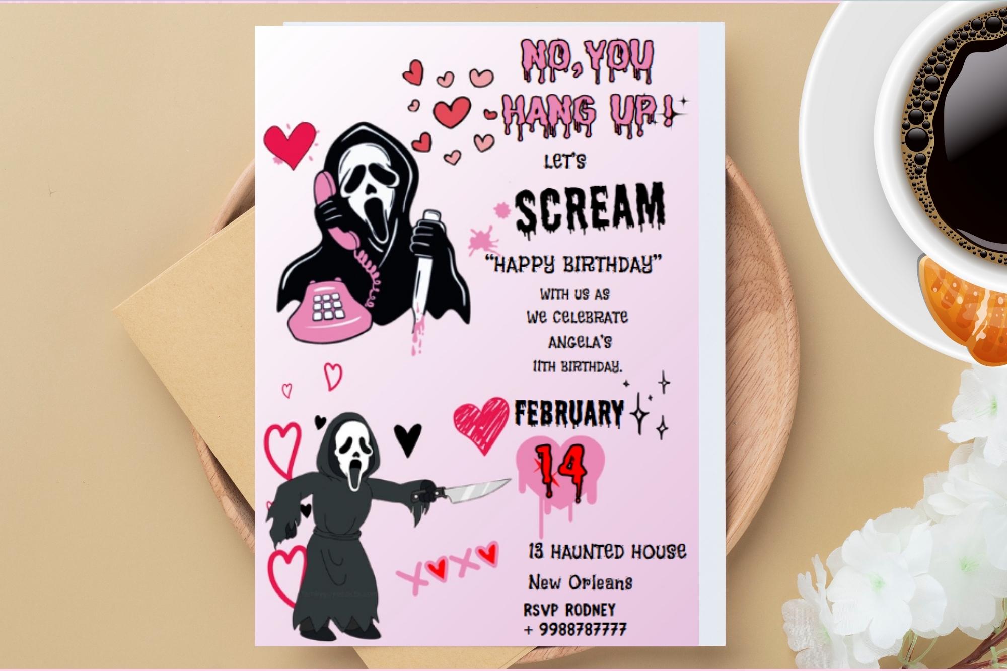 Ghostface Scream Birthday Invitation Party-any Age-valentines and ...