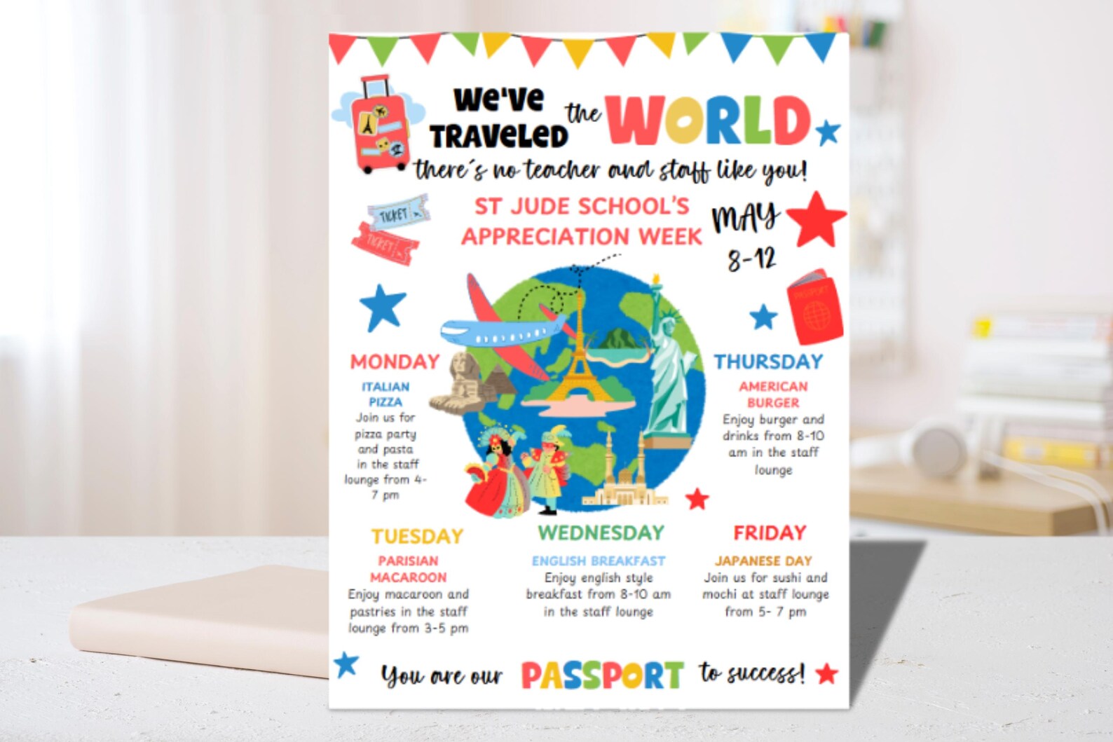 Travel the World Teacher Appreciation Itinerary (digital Printable ...