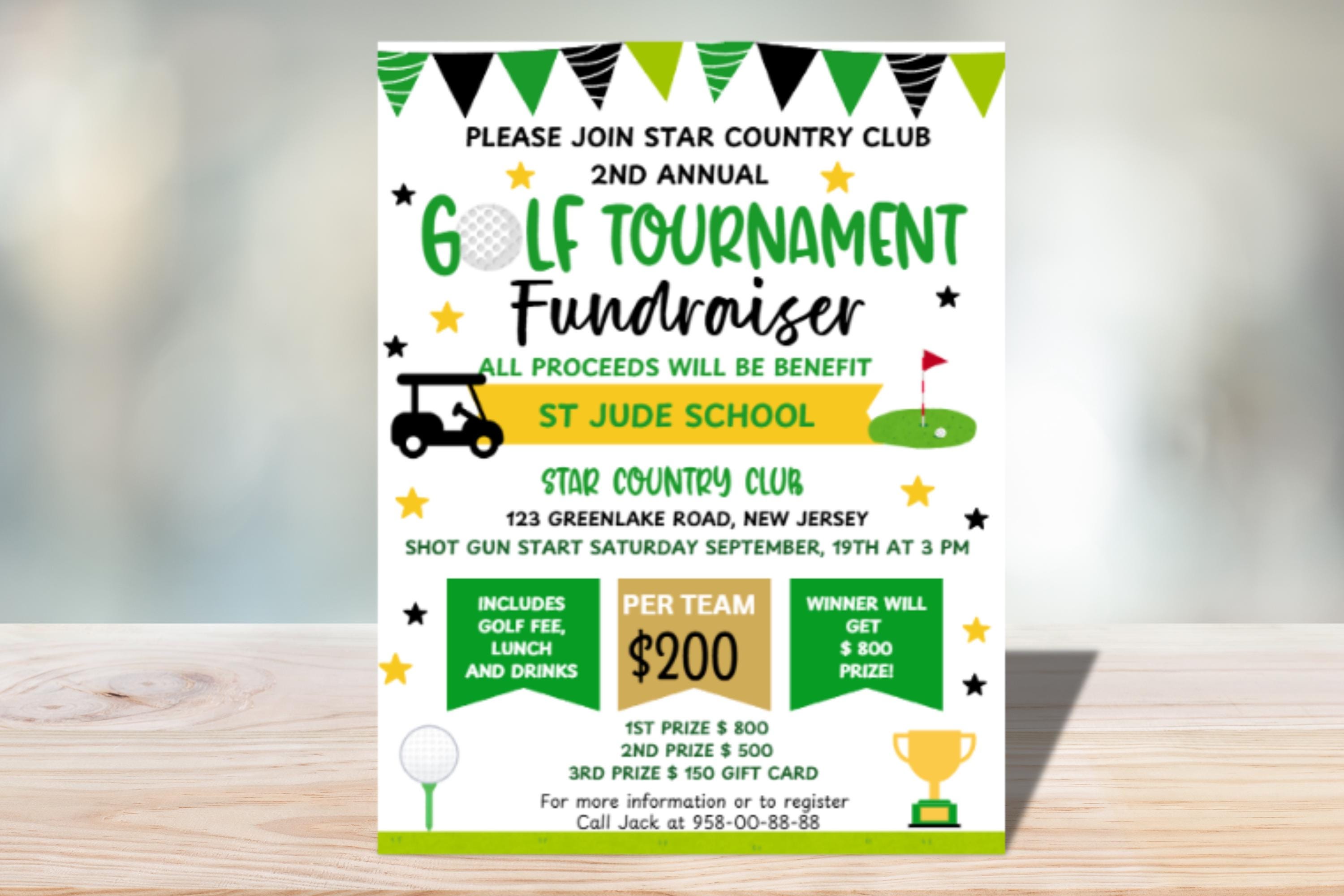 Golf Tournament Fundraiser Flyer: Editable Canva Template - Etsy