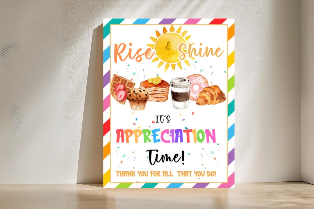 Rise and Shine Appreciation Sign: Editable Breakfast Theme Digital ...