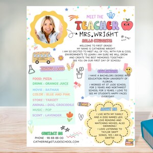 Meet the Teacher Template: Groovy Printable Teacher Introduction (canva ...