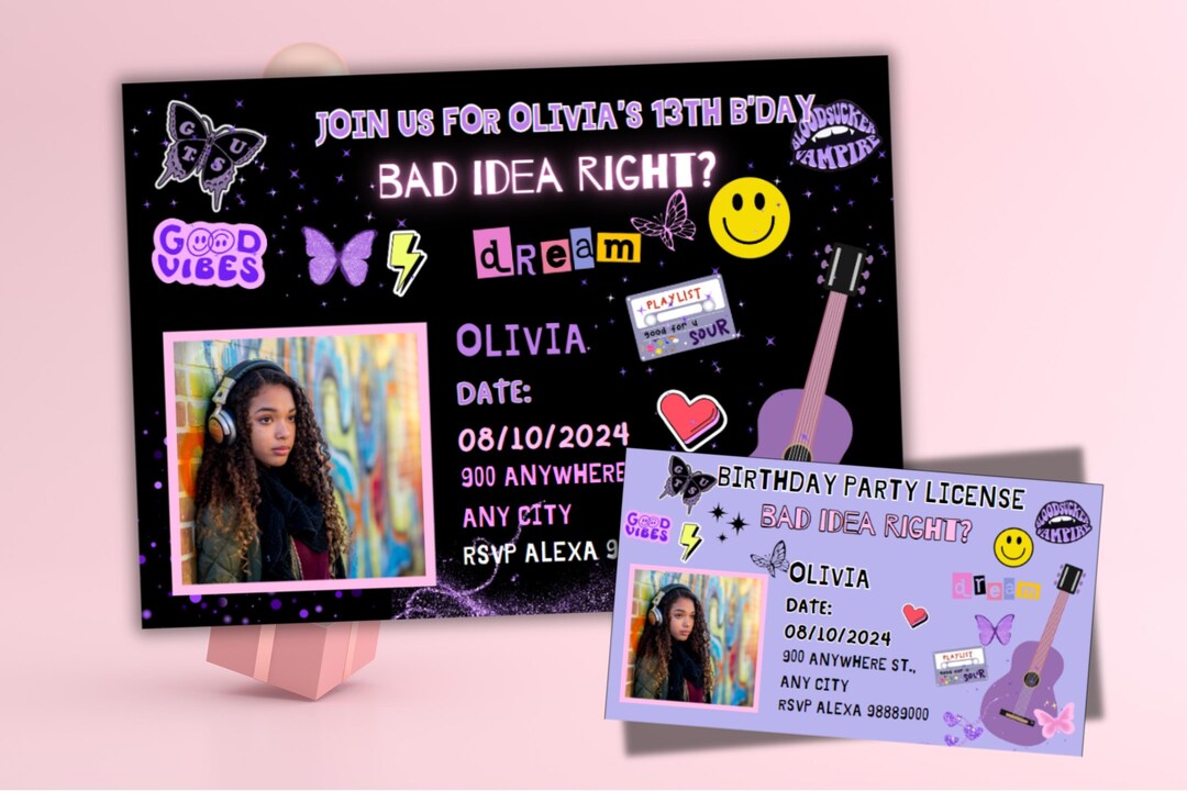 Driver License Birthday Invitation, Guts Party Favors,bad Idea Right ...