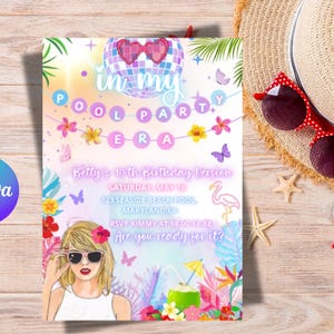 In My Pool Party Era, Eras Beach Party Invite, Summer Birthday Invite ...