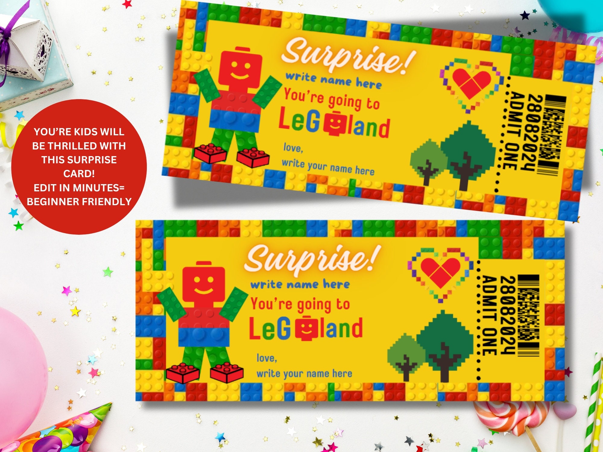 Editable Legoland Surprise Reveal Trip,gift Reveal Card,printable ...
