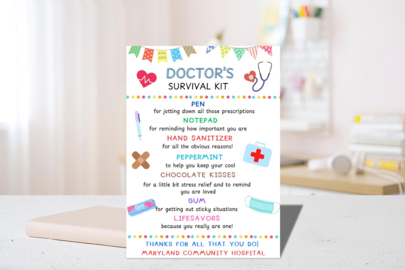 Doctor Survival Kit Gift Tags: Medical Staff Appreciation (canva ...