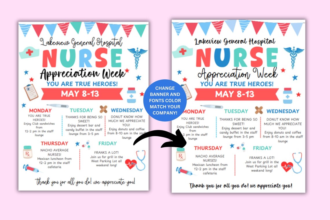 Nurse Appreciation Week Itinerary Template: Medical Staff Events ...