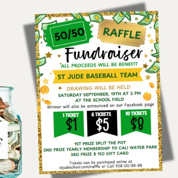 50/50 Raffle Sign - Etsy