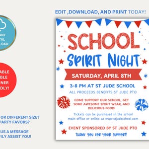School Spirit Night Flyer Template, Spirit Fundraiser Invitation,canva ...