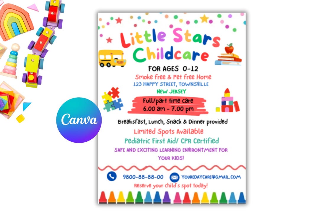 Child Care Daycare Flyer Template Poster Advertisement,canva Template ...