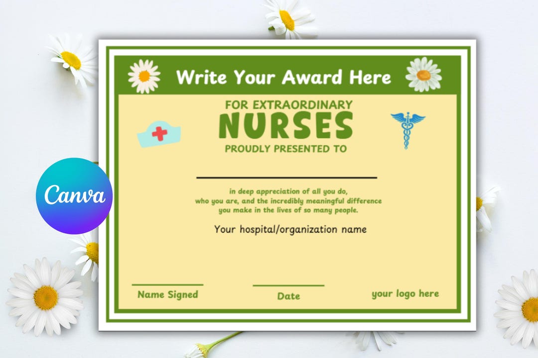 Extraordinary Nurse Award Certificate Template,medical National Nurses ...