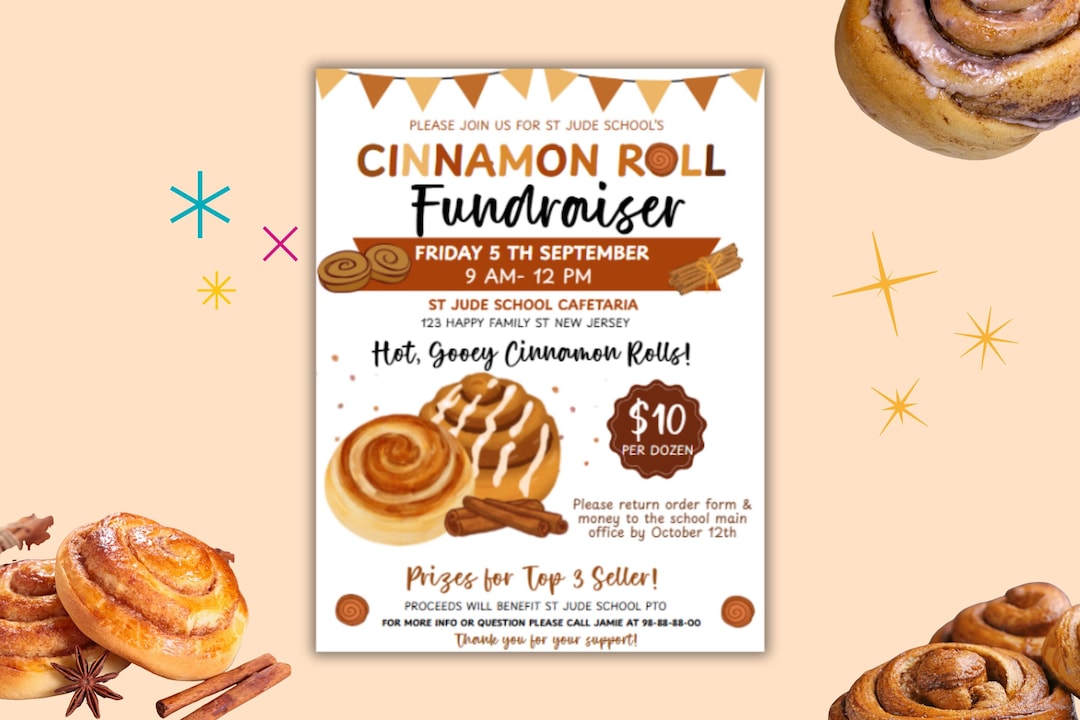 Editable Cinnamon Roll Fundraiser Flyer Template (digital Printable) - Etsy