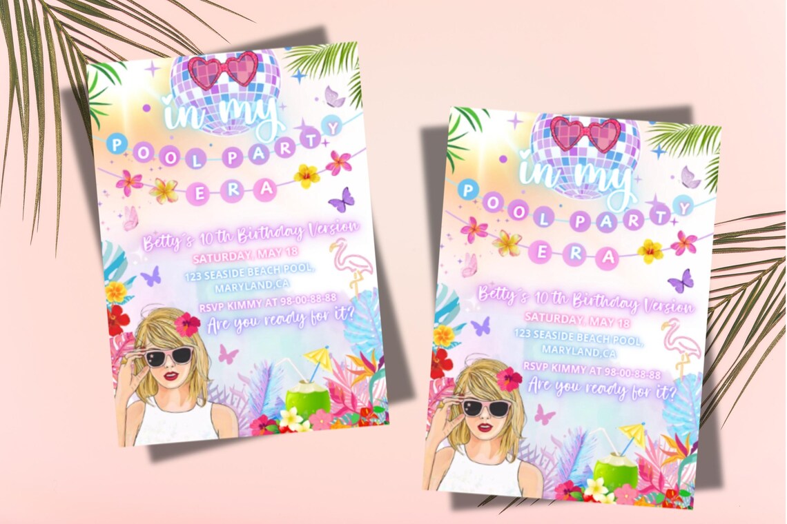 In My Pool Party Era, Eras Beach Party Invite, Summer Birthday Invite ...