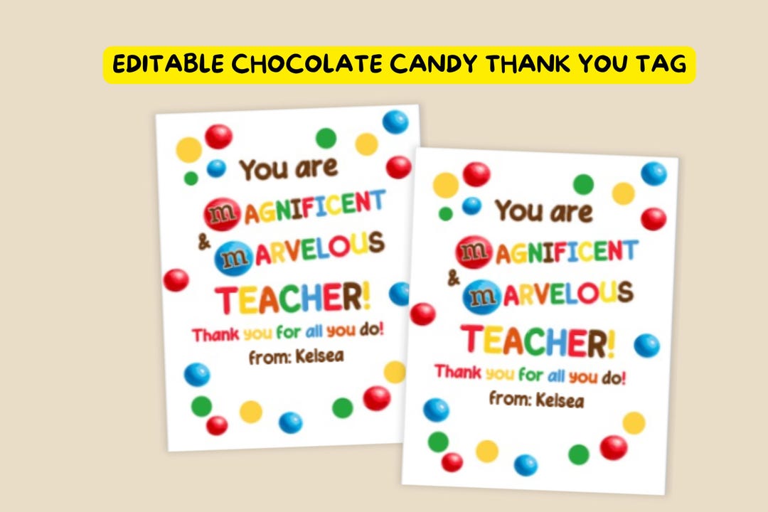 M&ms Magnificent and Marvelous Teacher Appreciation Gift Tag ( Digital ...