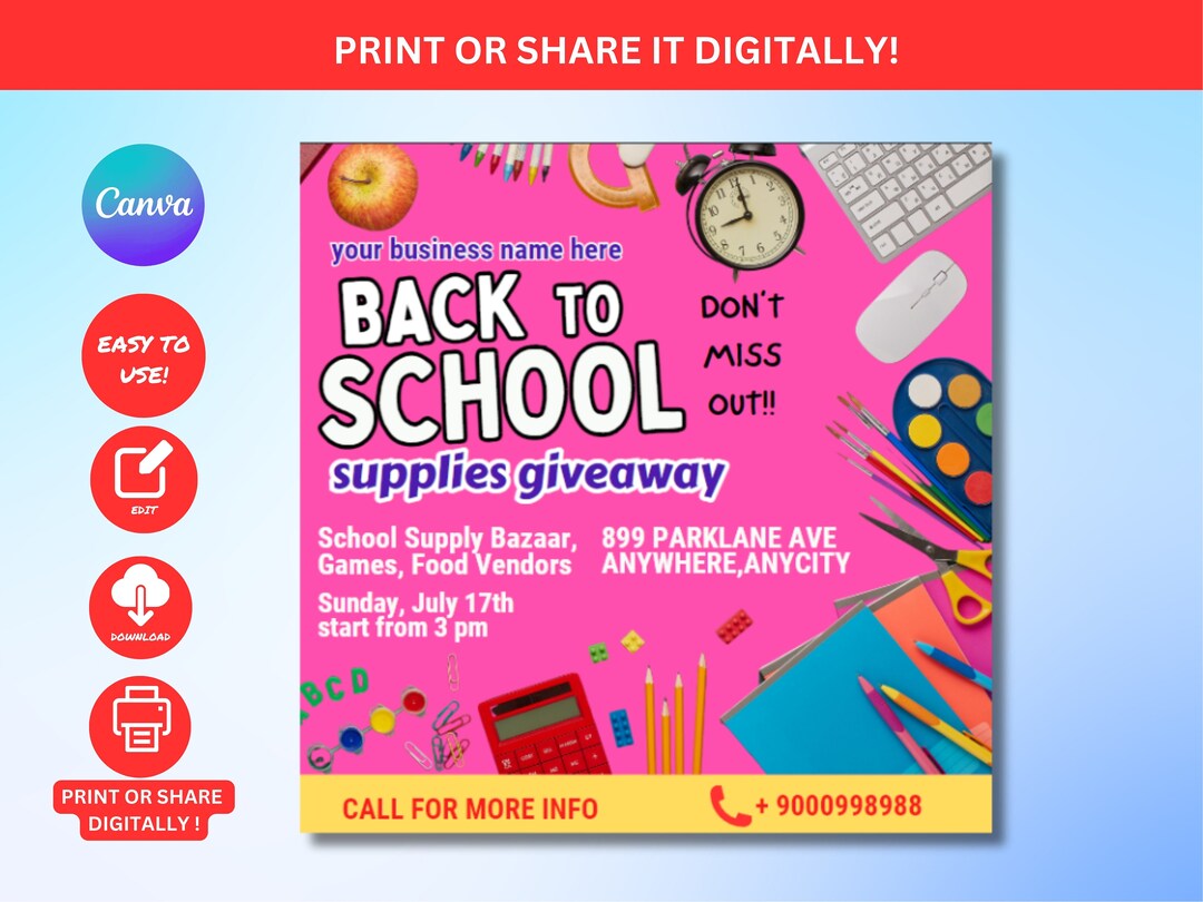 Editable Back to School Template Flyer,printable Instant Download - Etsy