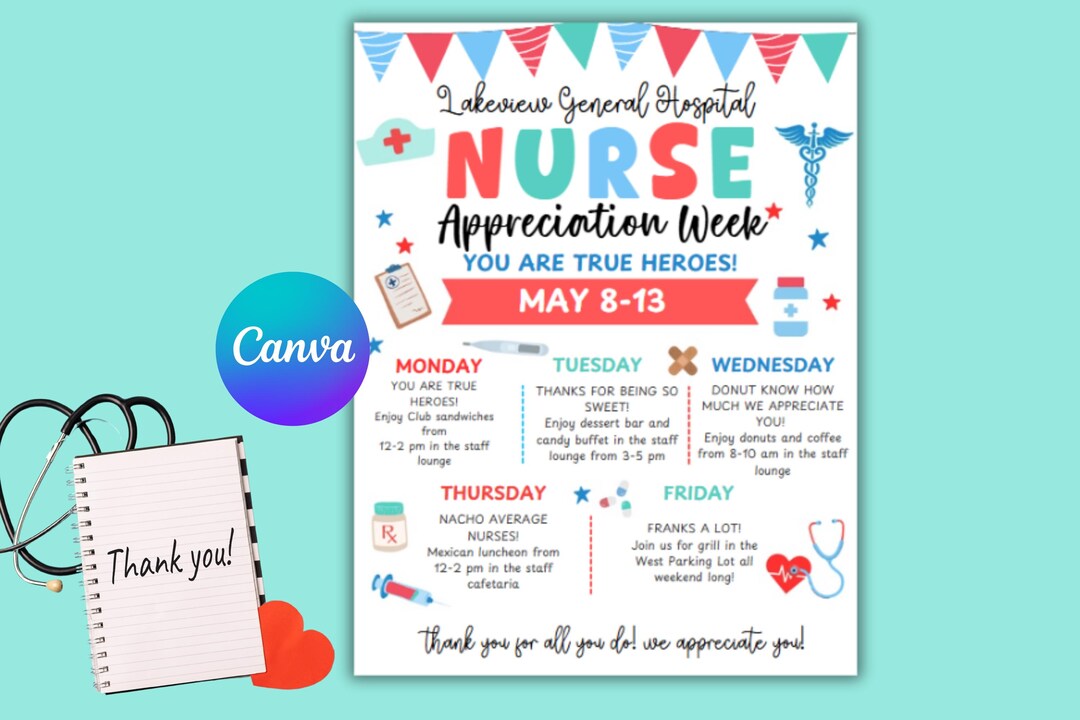 Nurse Appreciation Week Itinerary Template: Medical Staff Events ...