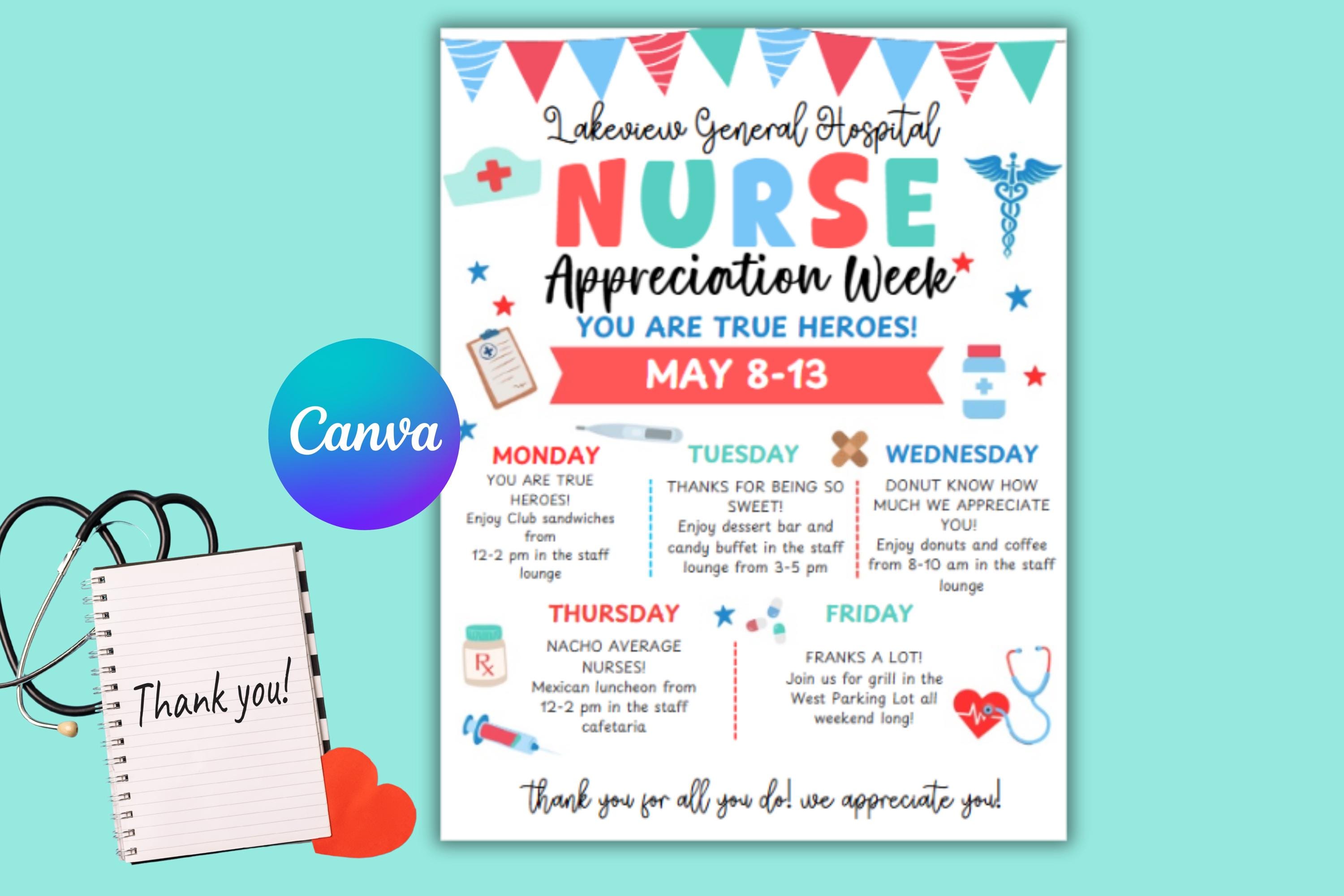 Nurse Appreciation Week Itinerary Template: Medical Staff Events ...