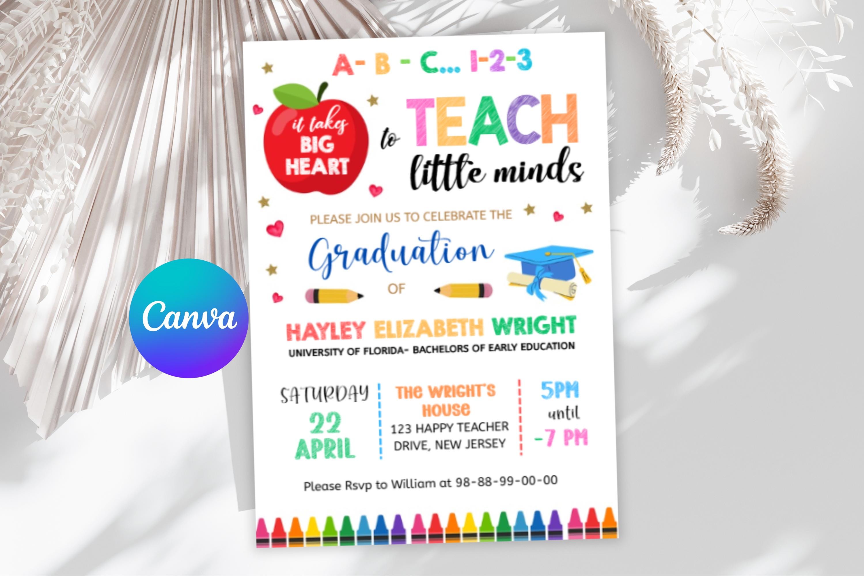 Editable Teacher Graduation Party Invitation, Educator Graduation ...