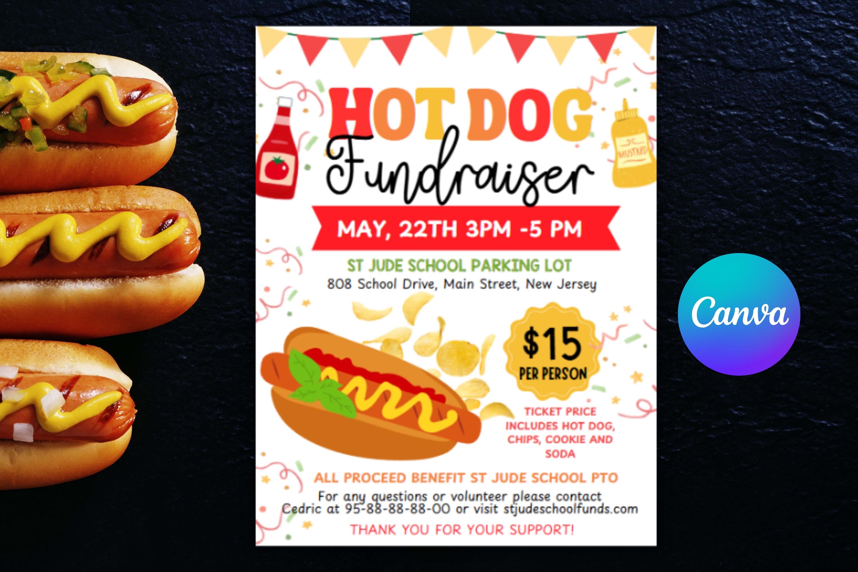 Hot Dog Fundraiser Template,hot Dog Dinner Flyer Pto Pta Church School ...