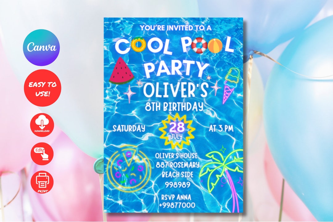 Pool Party Invitation Adult - Etsy