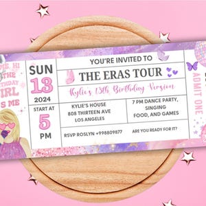 Eras Tour Ticket Birthday Invite, Surprise Music Ticket Stub ,concert ...