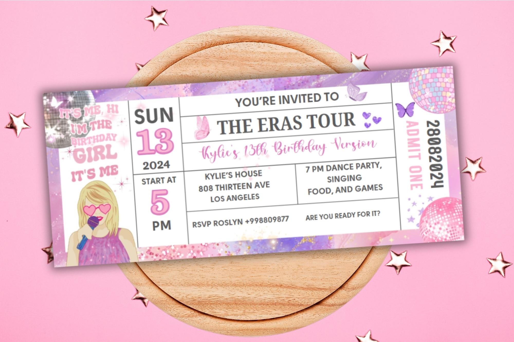 Eras Tour Ticket Birthday Invite, Surprise Music Ticket Stub ,concert ...