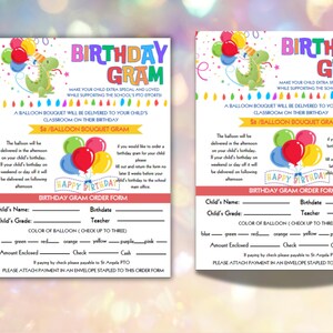 Editable Birthday Gram Flyer: School Fundraiser Template (digital ...