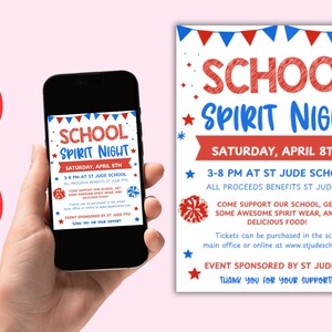 School Spirit Night Flyer Template, Spirit Fundraiser Invitation,canva ...