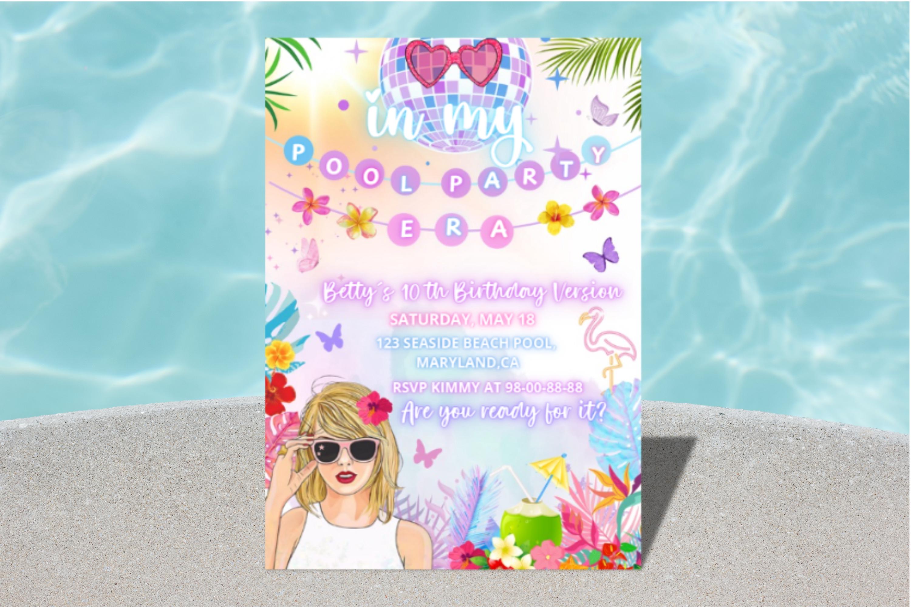 In My Pool Party Era, Eras Beach Party Invite, Summer Birthday Invite ...