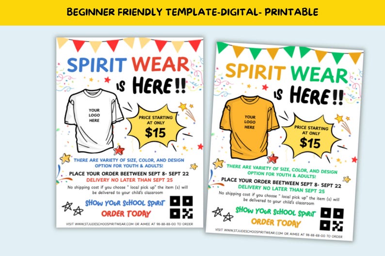 Editable School Spirit Wear Fundraiser Flyer: Printable PTO/PTA Event ...